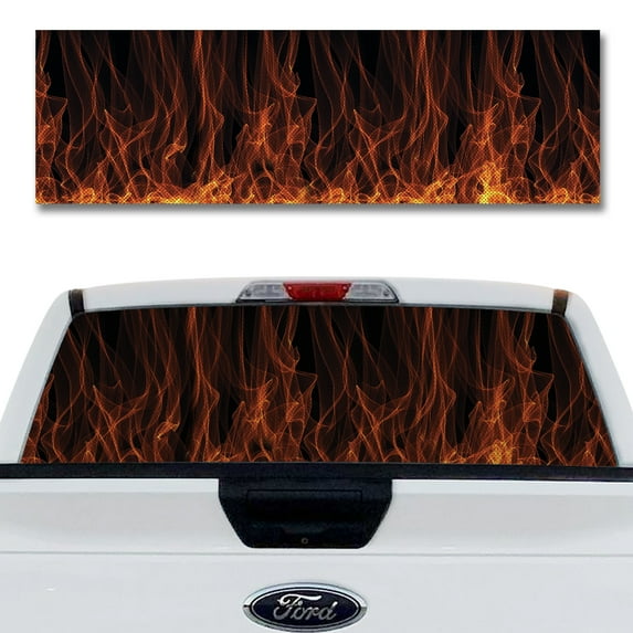 Rear Window Decal for Trucks – Charcoal Flames 65 x 20 Inches ...