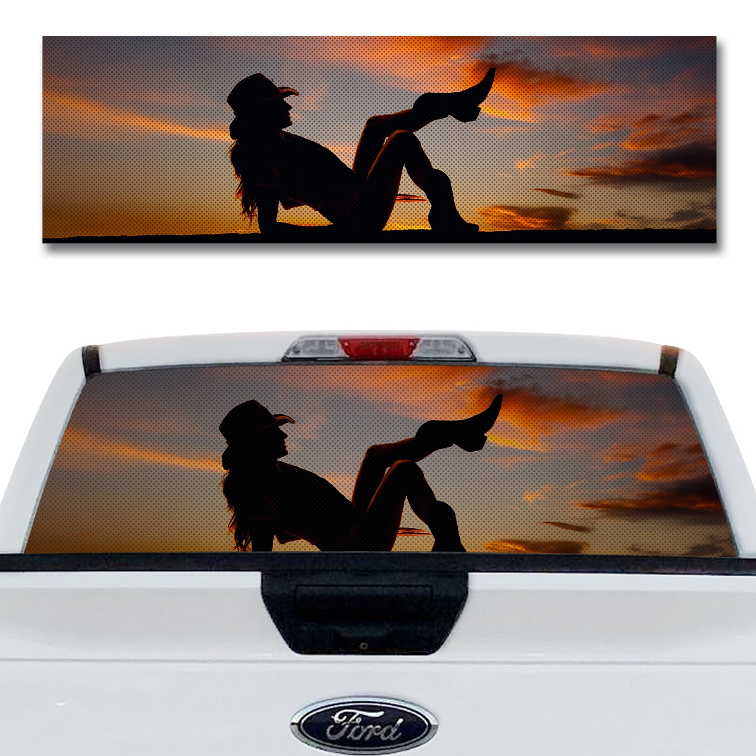 Rear Window Decal for Trucks – Cowgirl Sunset 58 x 18 Inches ...
