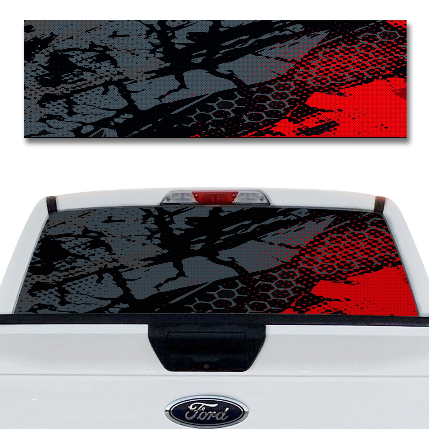 Rear Window Decal for Trucks – Faded Hex 65 x 20 Inches, Weatherproof ...