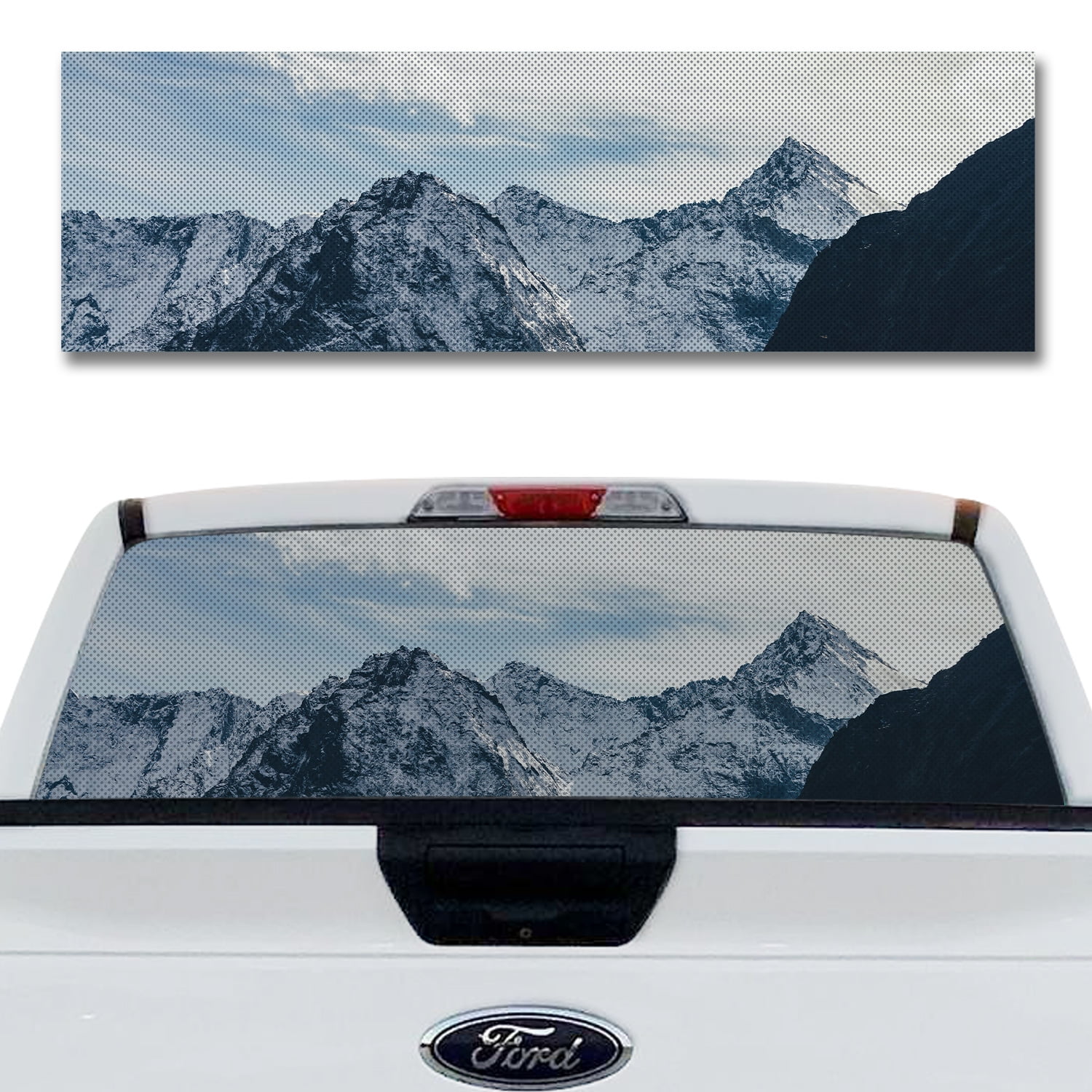 Rear Window Decal for Trucks – Frosted Mountains 65 x 20 Inches ...