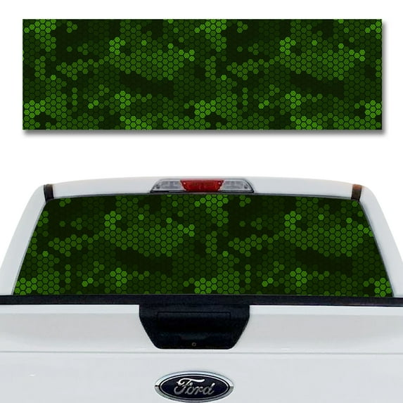 Rear Window Decal for Trucks – Green Hexa Camo 65 x 20 Inches ...