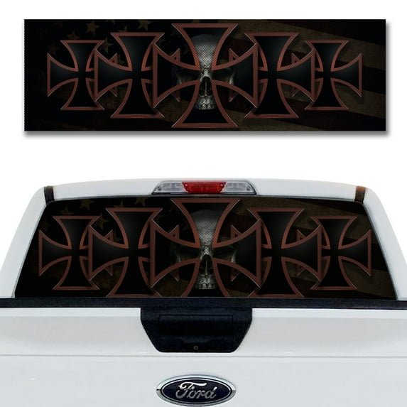 Rear Window Decal for Trucks – Iron Skull 65 x 20 Inches, Weatherproof ...