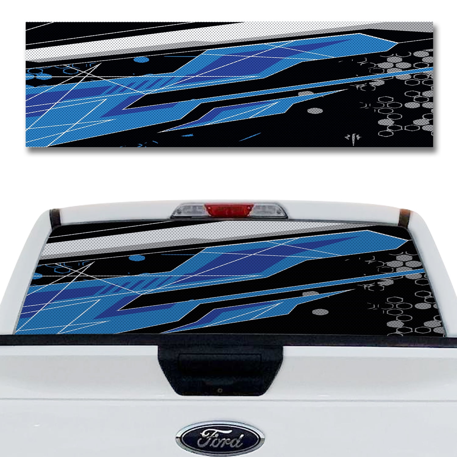 Rear Window Decal for Trucks – Racing Chaos Blue 65 x 20 Inches ...
