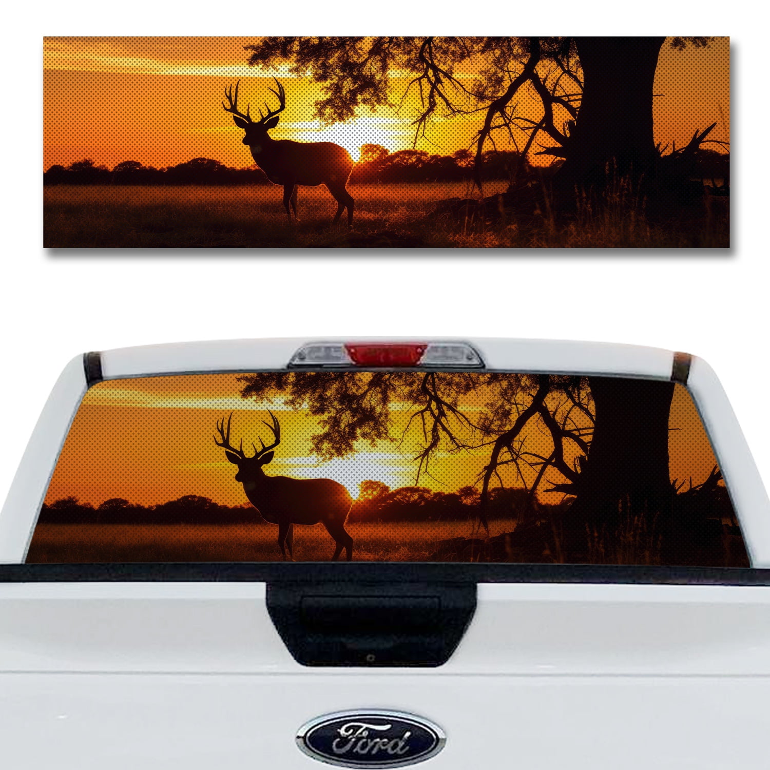 Rear Window Decal for Trucks – Sunset Deer 65 x 20 Inches, Weatherproof ...