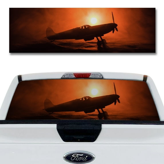 Rear Window Decal for Trucks – Sunset Fighter Plane 65 x 20 Inches ...