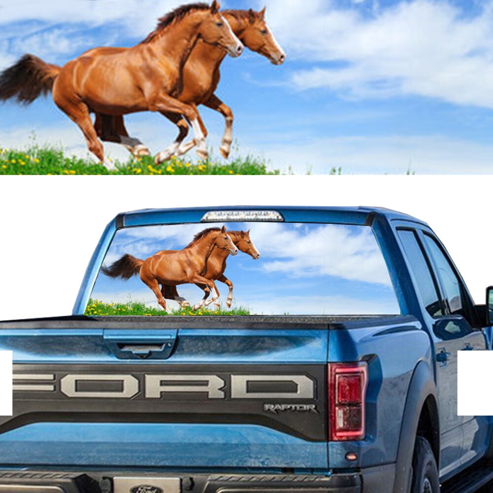 Rear Window Graphic Decal For SUV jeep PICK-UP TRUCK 2 Running Horses ...