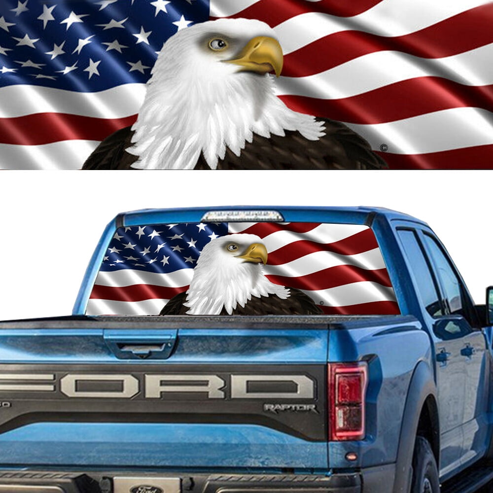 Rear Window Graphic Decal For SUV jeep PICK-UP TRUCK AMERICAN BALD ...