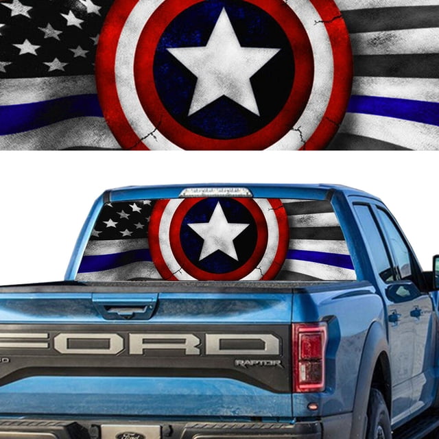 Rear Window Graphic Decal For SUV jeep PICK-UP TRUCK AMERICAN FLAG BLUE ...