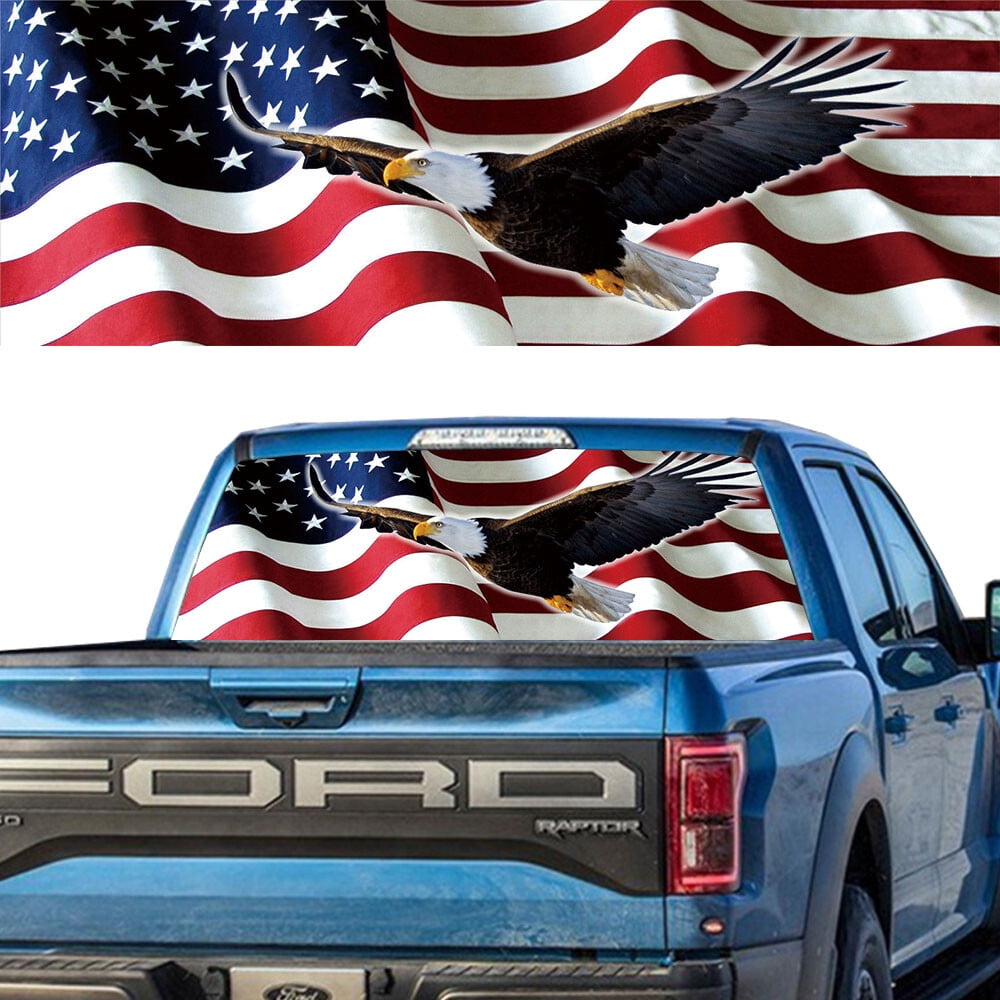 Rear Window Graphic Decal For SUV jeep PICK-UP TRUCK AMERICAN FLAG ...