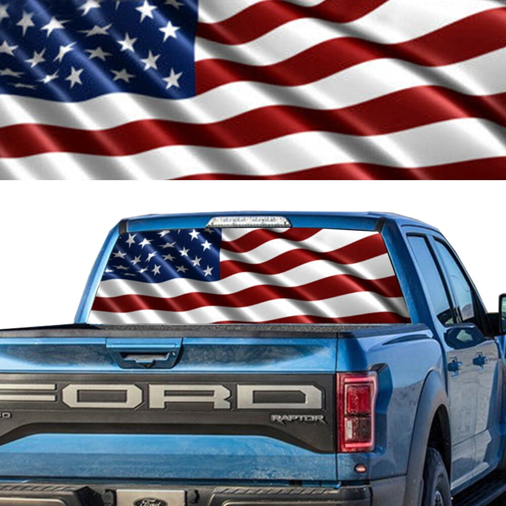 Rear Window Graphic Decal For SUV jeep PICK-UP TRUCK AMERICAN FLAG ...