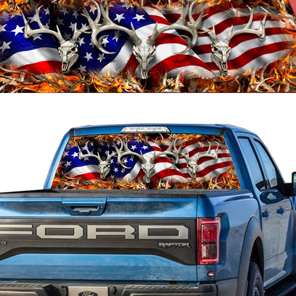 Rear Window Graphic Decal For SUV jeep PICK-UP TRUCK AMERICAN WAVING ...