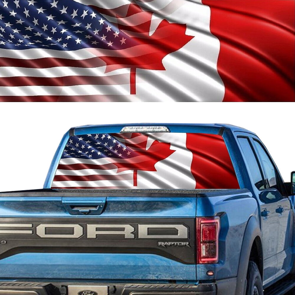 Rear Window Graphic Decal For SUV jeep PICK-UP TRUCK American Canadian ...