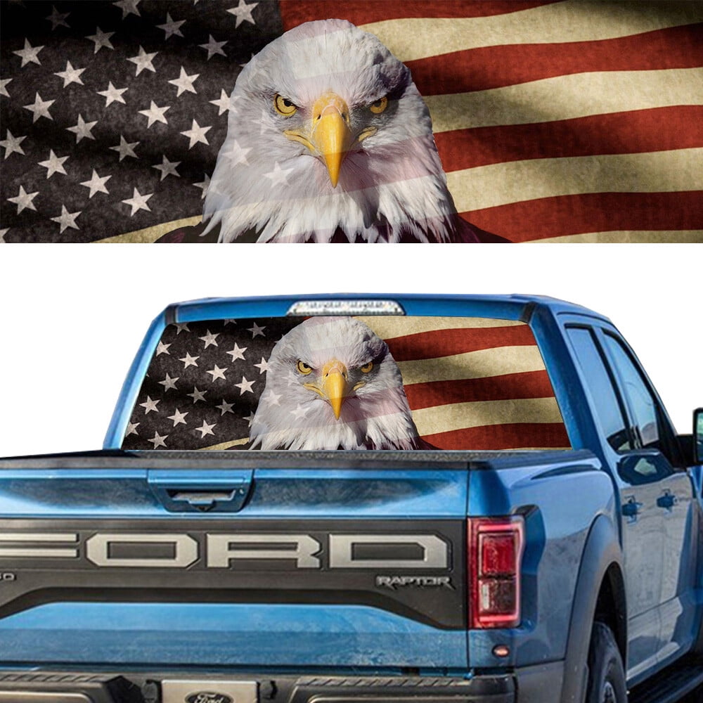Rear Window Graphic Decal For SUV jeep PICK-UP TRUCK American Flag ...