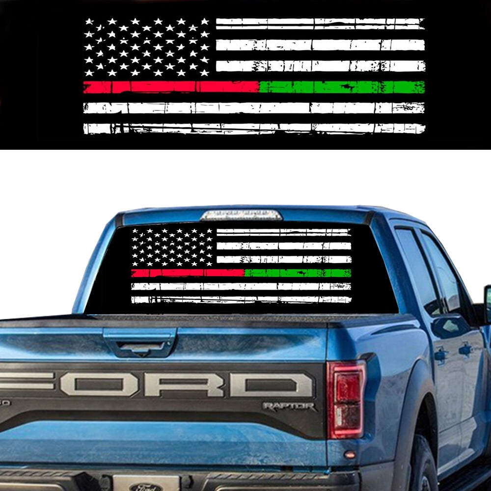 Rear Window Graphic Decal For SUV jeep PICK-UP TRUCK American Flag Red ...