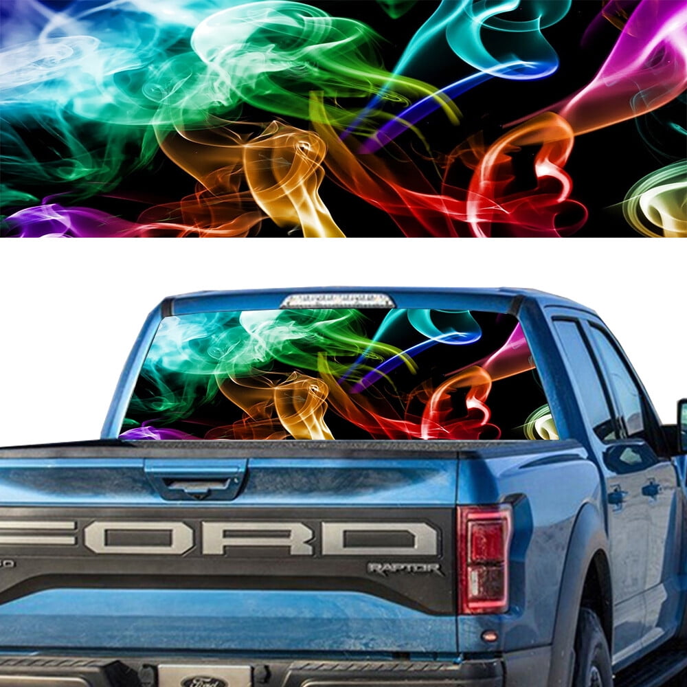 Rear Window Graphic Decal For SUV jeep PICK-UP TRUCK Colorful Smoke ...