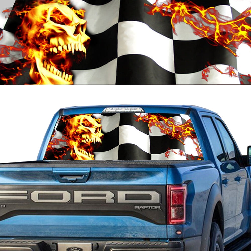 Rear Window Graphic Decal For SUV jeep PICK-UP TRUCK DEATH CHECKERED ...