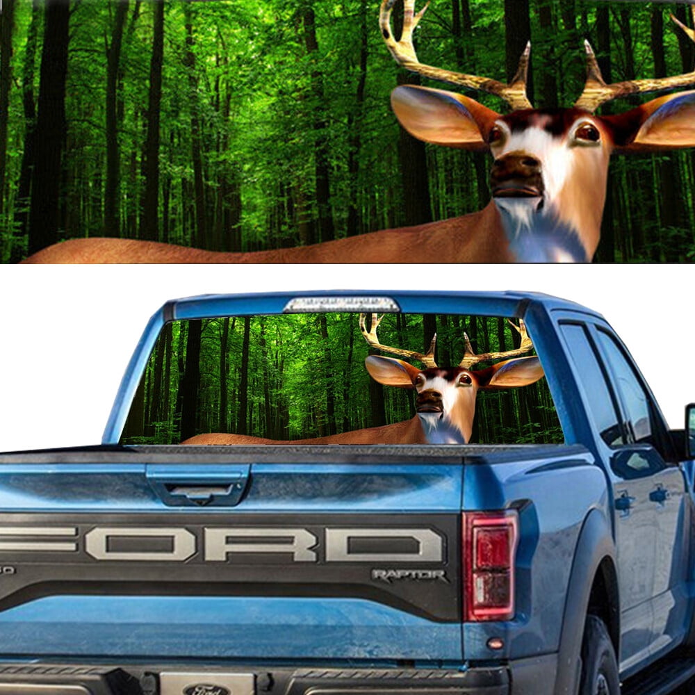 Rear Window Graphic Decal For SUV jeep PICK-UP TRUCK DEER in WOODS BUCK ...