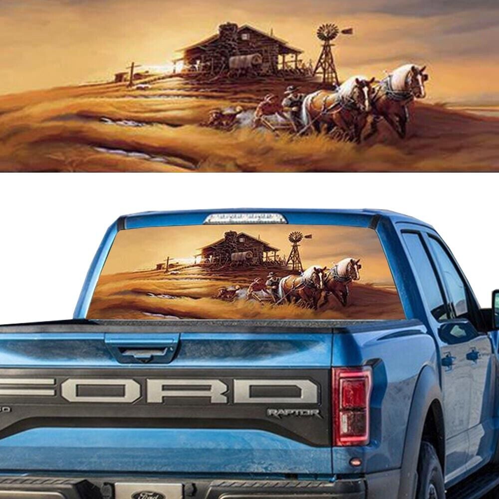 Rear Window Graphic Decal For SUV jeep PICK-UP TRUCK Draft Horses at ...