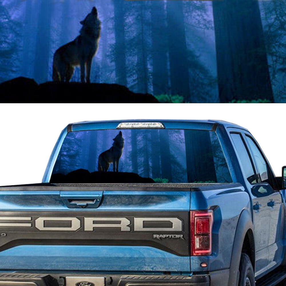 Rear Window Graphic Decal For SUV jeep PICK-UP TRUCK HOWLING WOLF ...