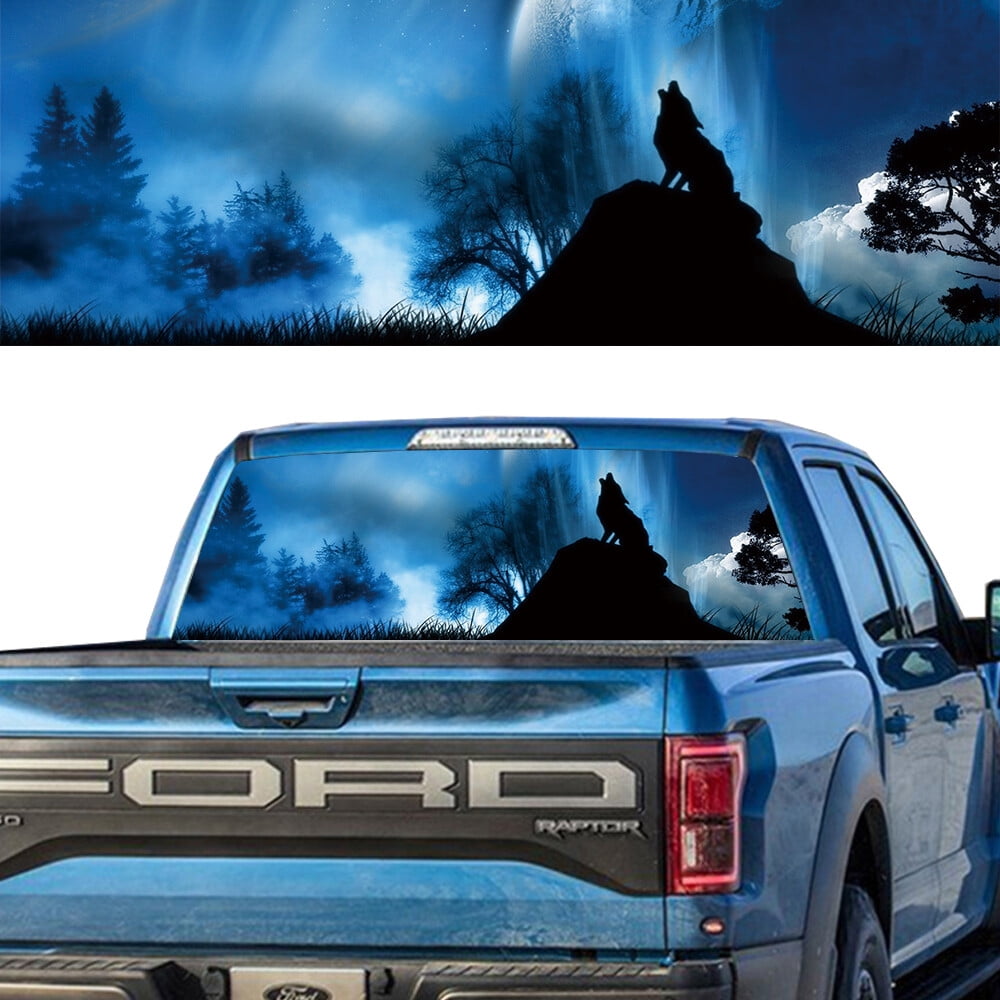 Rear Window Graphic Decal For SUV jeep PICK-UP TRUCK Howling Wolf ...