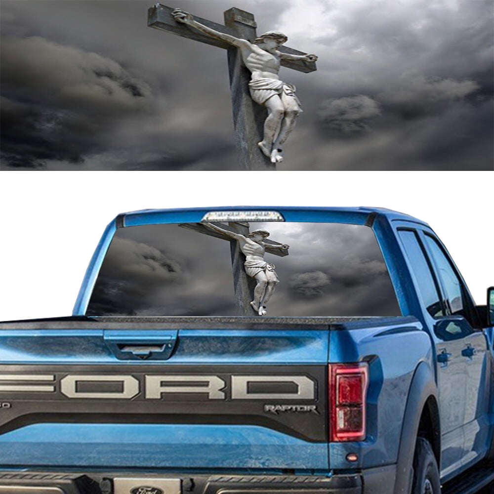 Rear Window Graphic Decal For SUV jeep PICK-UP TRUCK P522 Jesus Cross ...