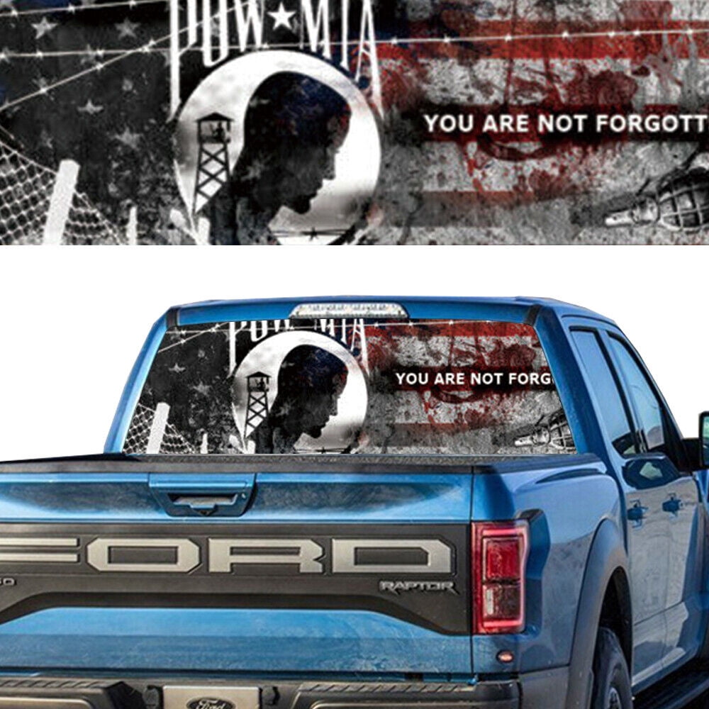 Rear Window Graphic Decal For SUV jeep PICK-UP TRUCK POW MIA FLAG ...