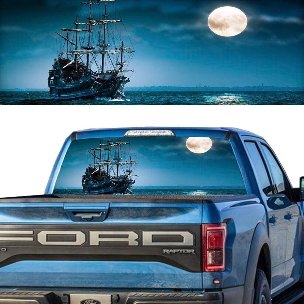 Rear Window Graphic Decal For SUV jeep PICK-UP TRUCK Pirate Ship ...
