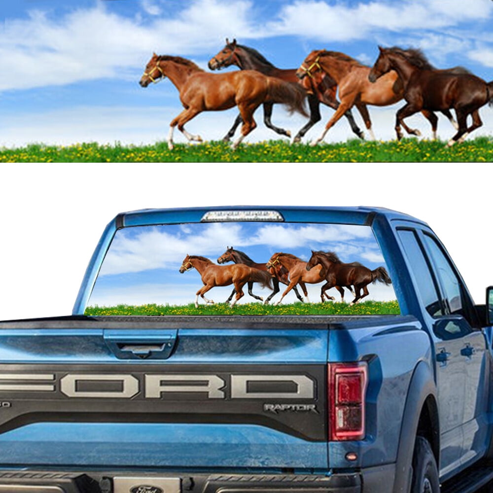 Rear Window Graphic Decal For SUV jeep PICK-UP TRUCK RUNNING HORSES ...