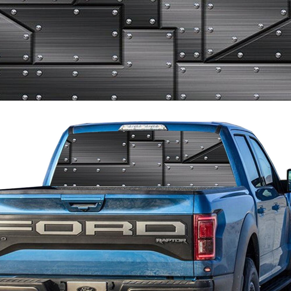 Rear Window Graphic Decal For SUV jeep PICK-UP TRUCK Reveted Black ...