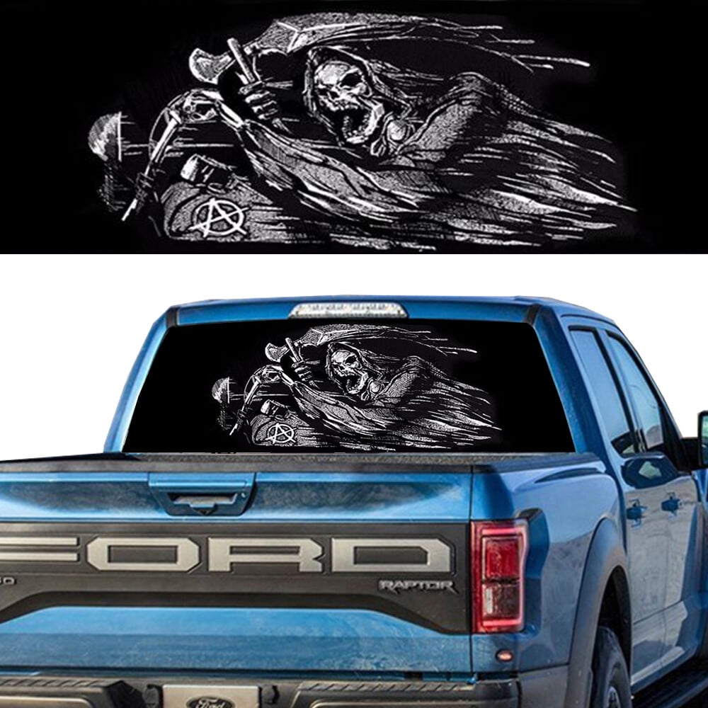 Rear Window Graphic Decal For SUV jeep PICK-UP TRUCK Riding Grim Reaper ...