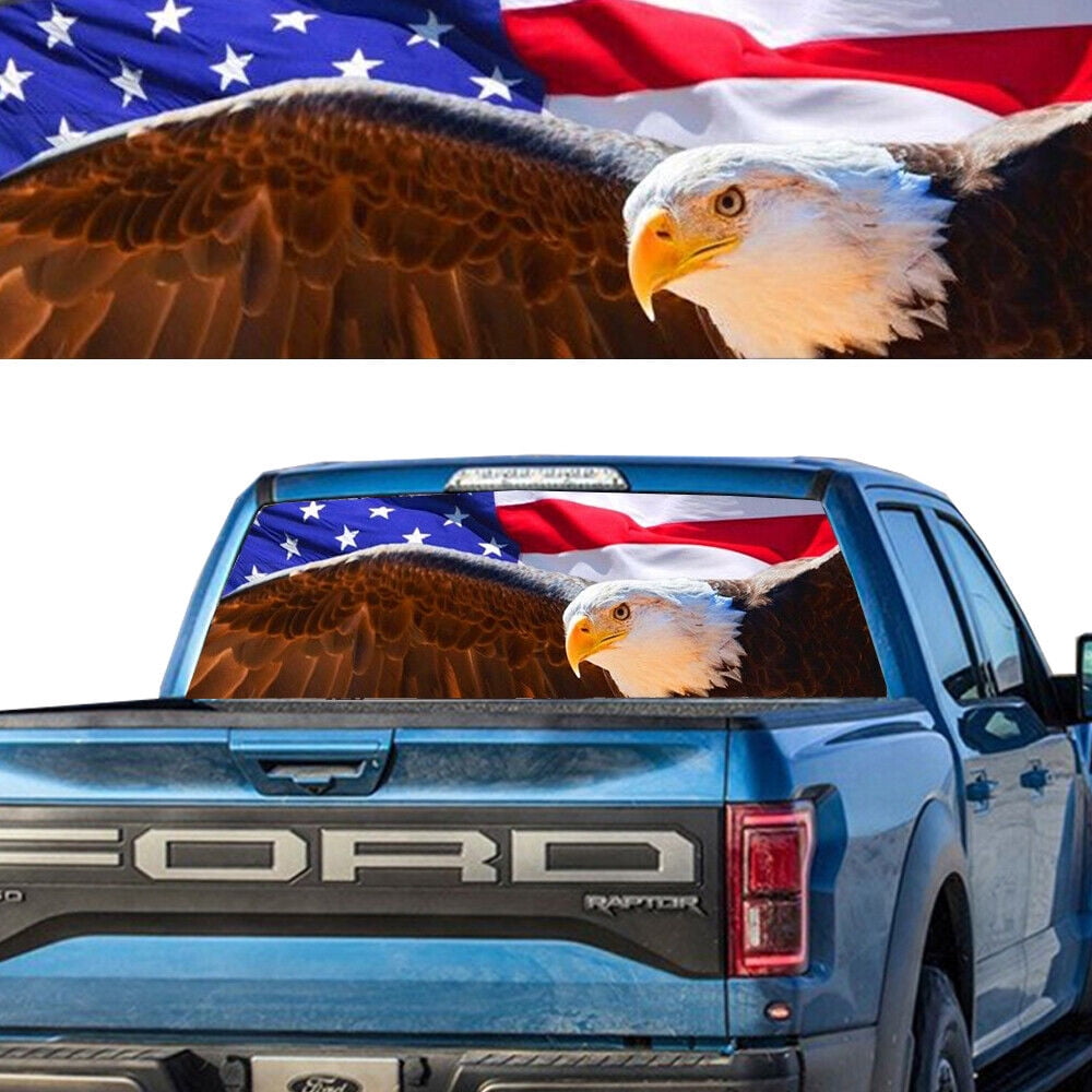 Rear Window Graphic Decal For SUV jeep PICK-UP TRUCK USA AMERICAN flag ...