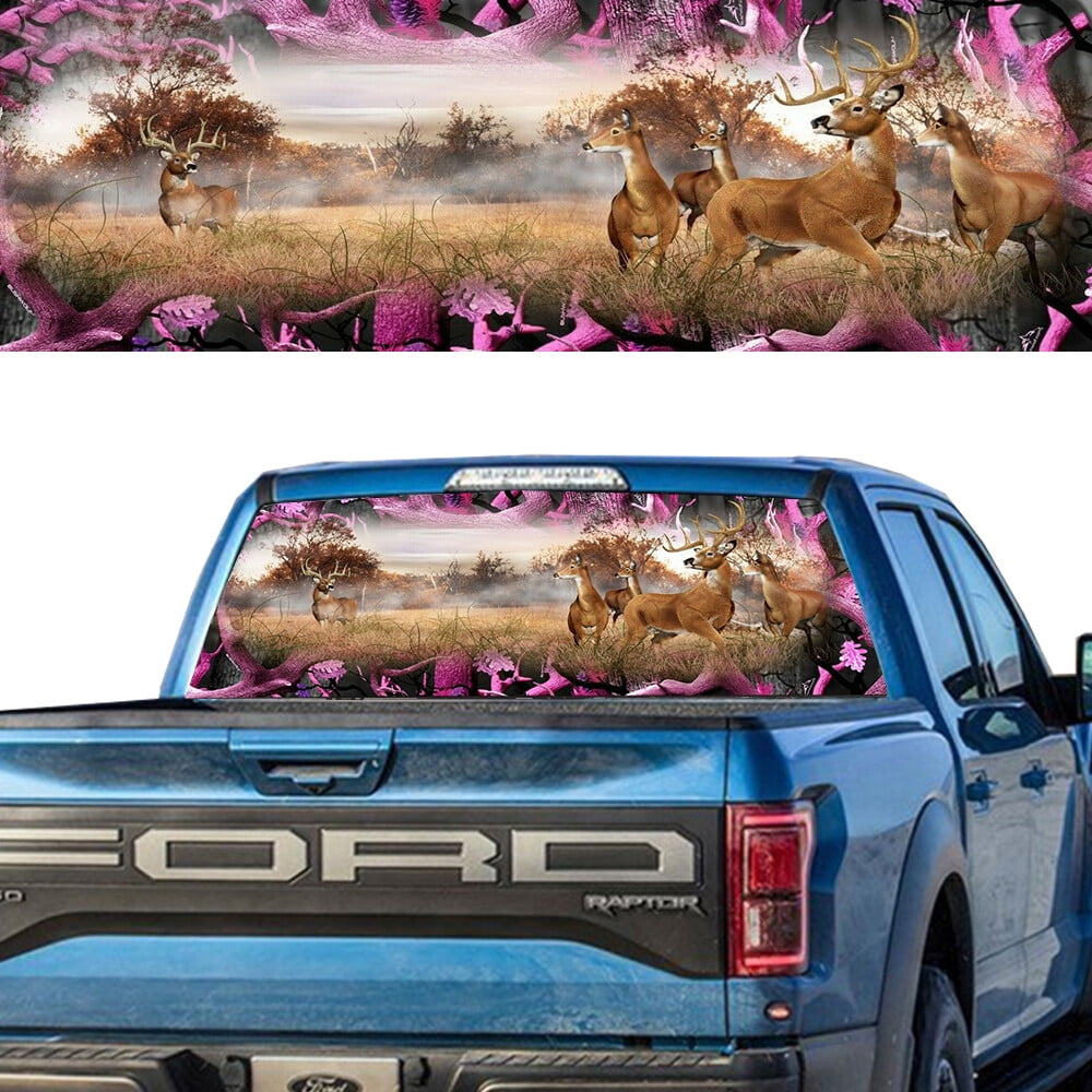 Rear Window Graphic Decal For SUV jeep PICK-UP TRUCK Whitetail Buck Oak ...