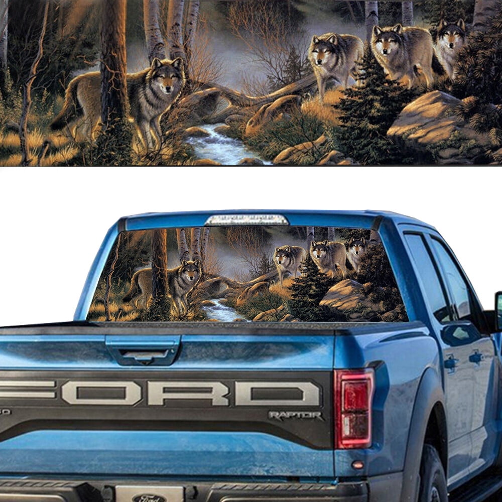 Rear Window Graphic Decal For SUV jeep PICK-UP TRUCK Wild Wolf Pack in ...