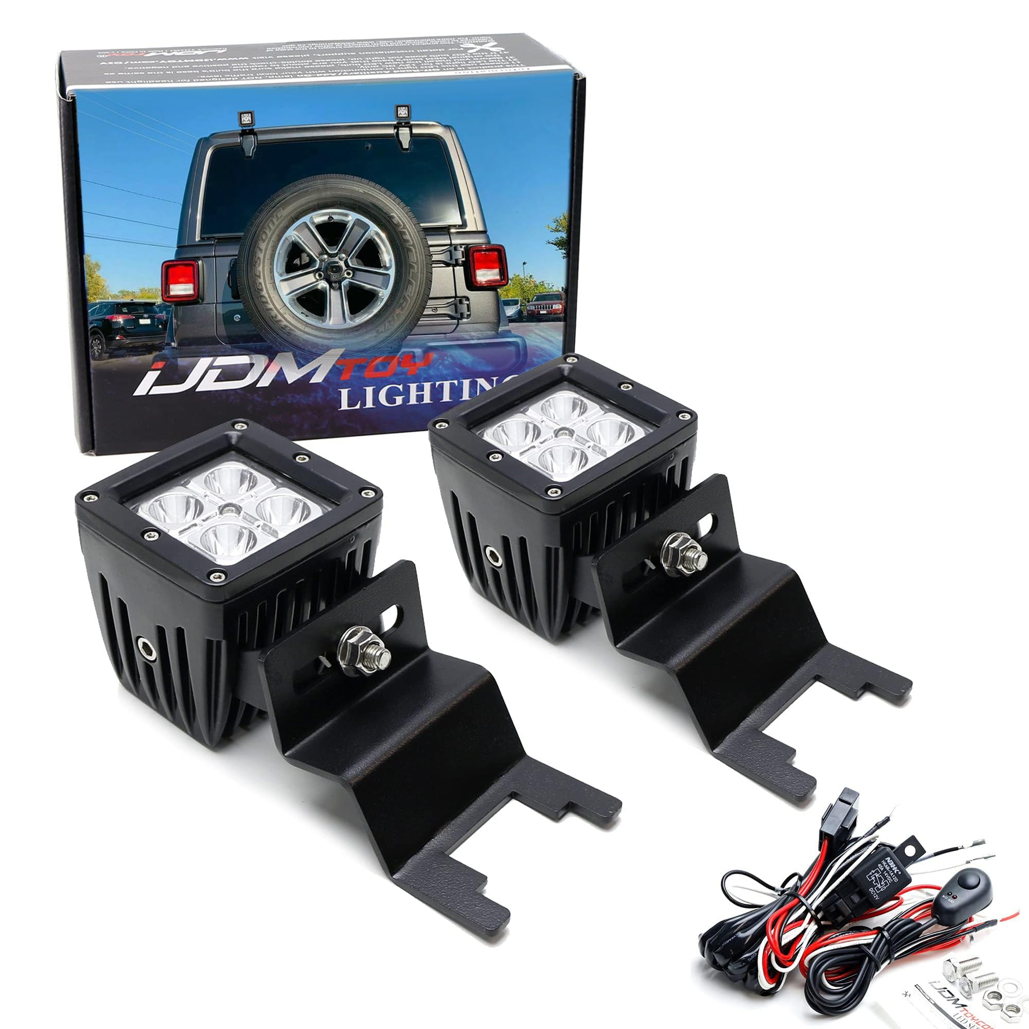 Rear Window Roof Mount 20W LED Pod Light Kit For Jeep 2007-up Wrangler JK JL Hardtop, Include (2 ...
