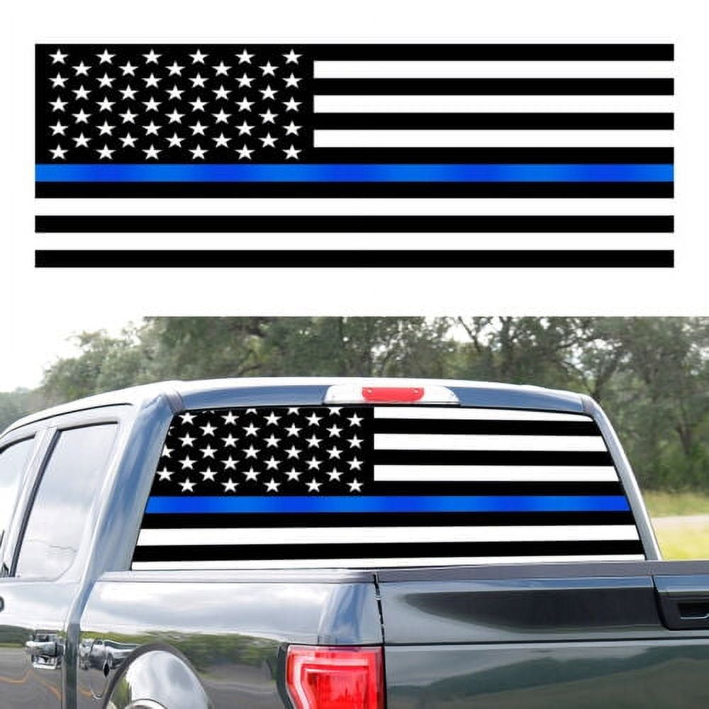Rear Window Sticker Blue Stripes American Flag See Through Decal, DIY ...