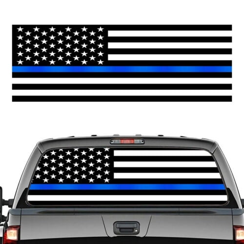Rear Window Sticker for Truck SUV Pickup Blue Stripes American Flag See ...