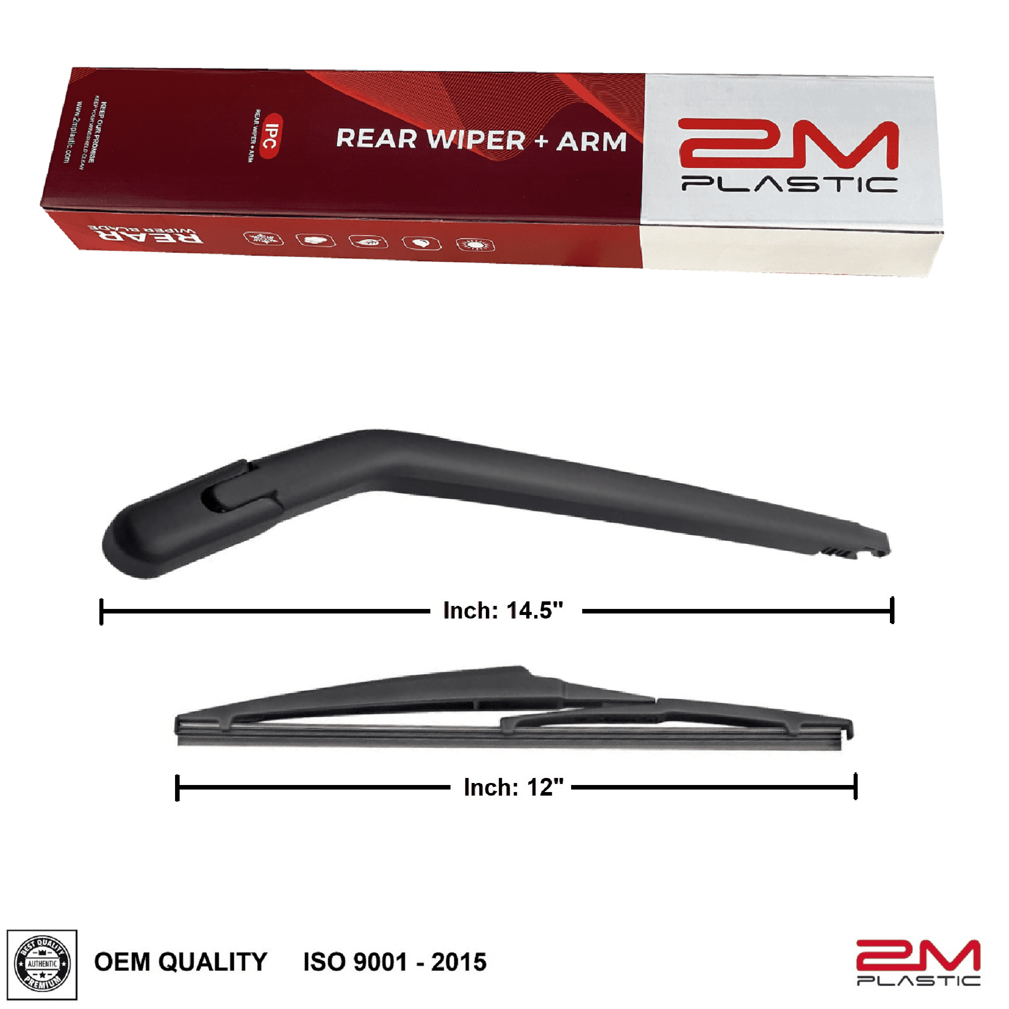 2M PLASTIC 1510140 Rear Wiper Arm & Blade Wiper Blade 0.8" - Walmart.com