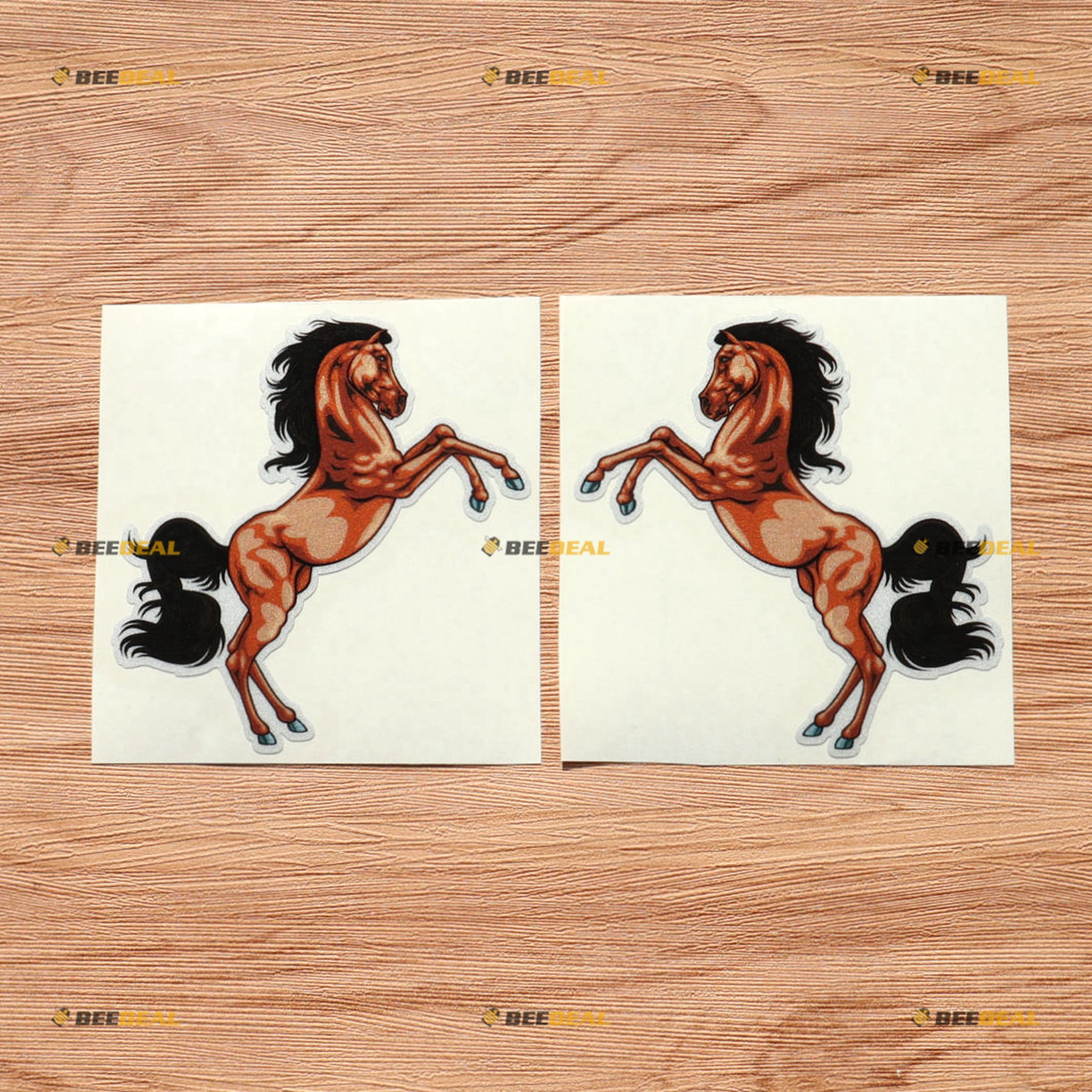 Rearing Horse Brown Vinyl Decal Sticker - Pair Reflective, 4 Inches - Mirror Images Reversed for ...