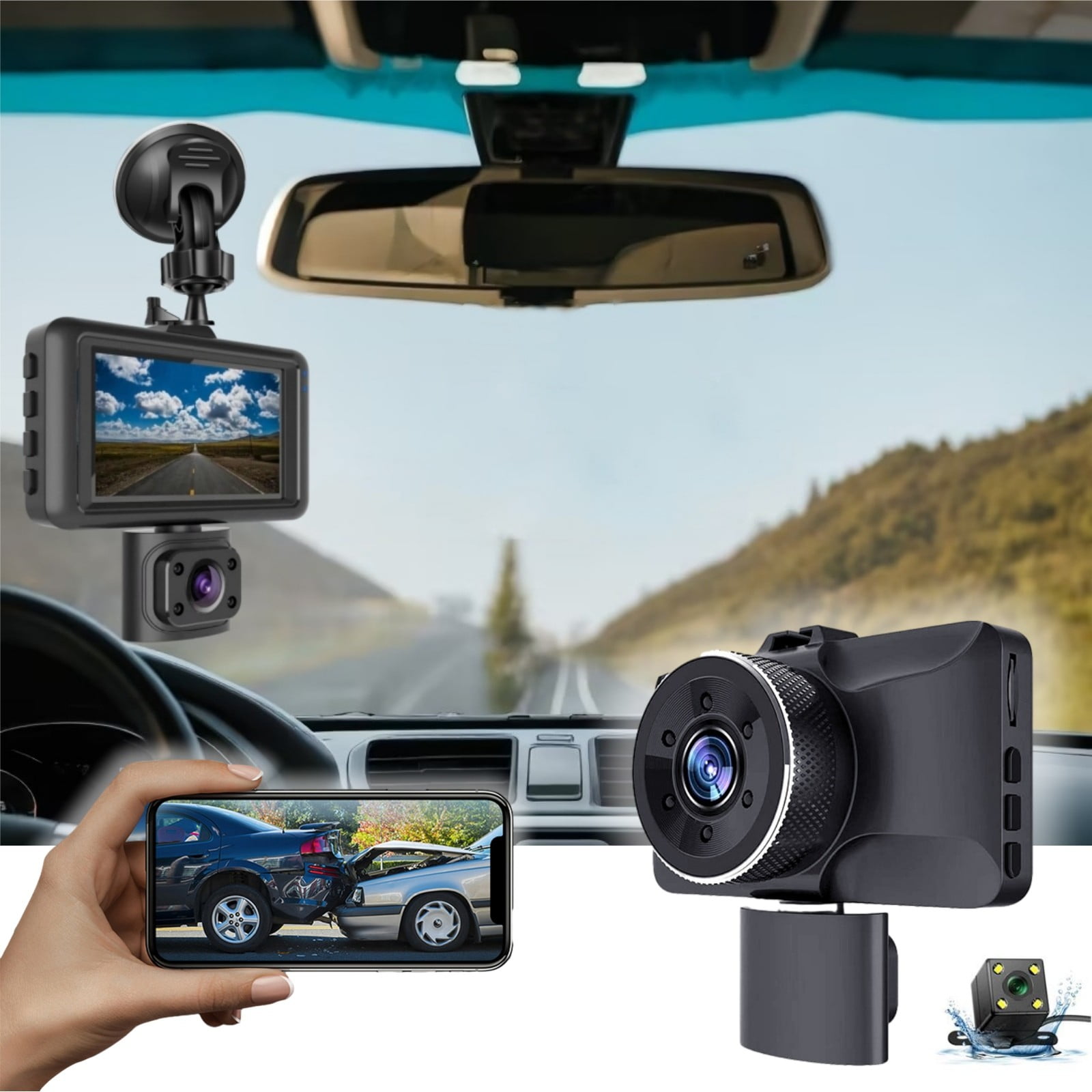 Rearview Camera Qwtwty Dash Cam Front And Inside 1080P Dash Camera For ...
