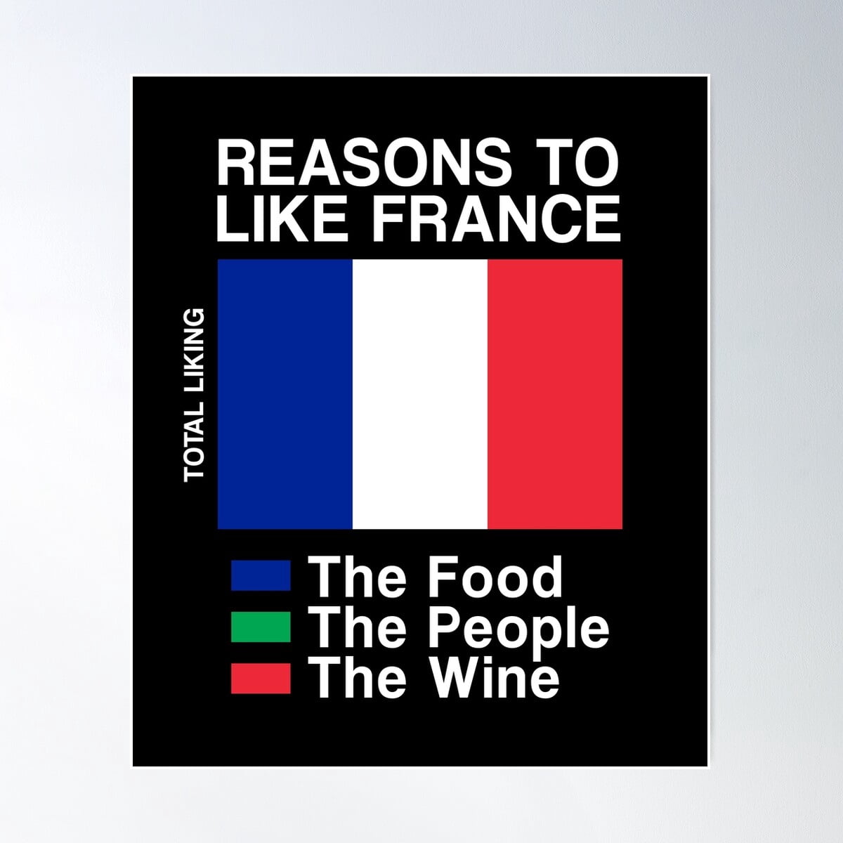Reasons To Like France Funny Bar Graph Chart Poster Wall Art, Modern ...