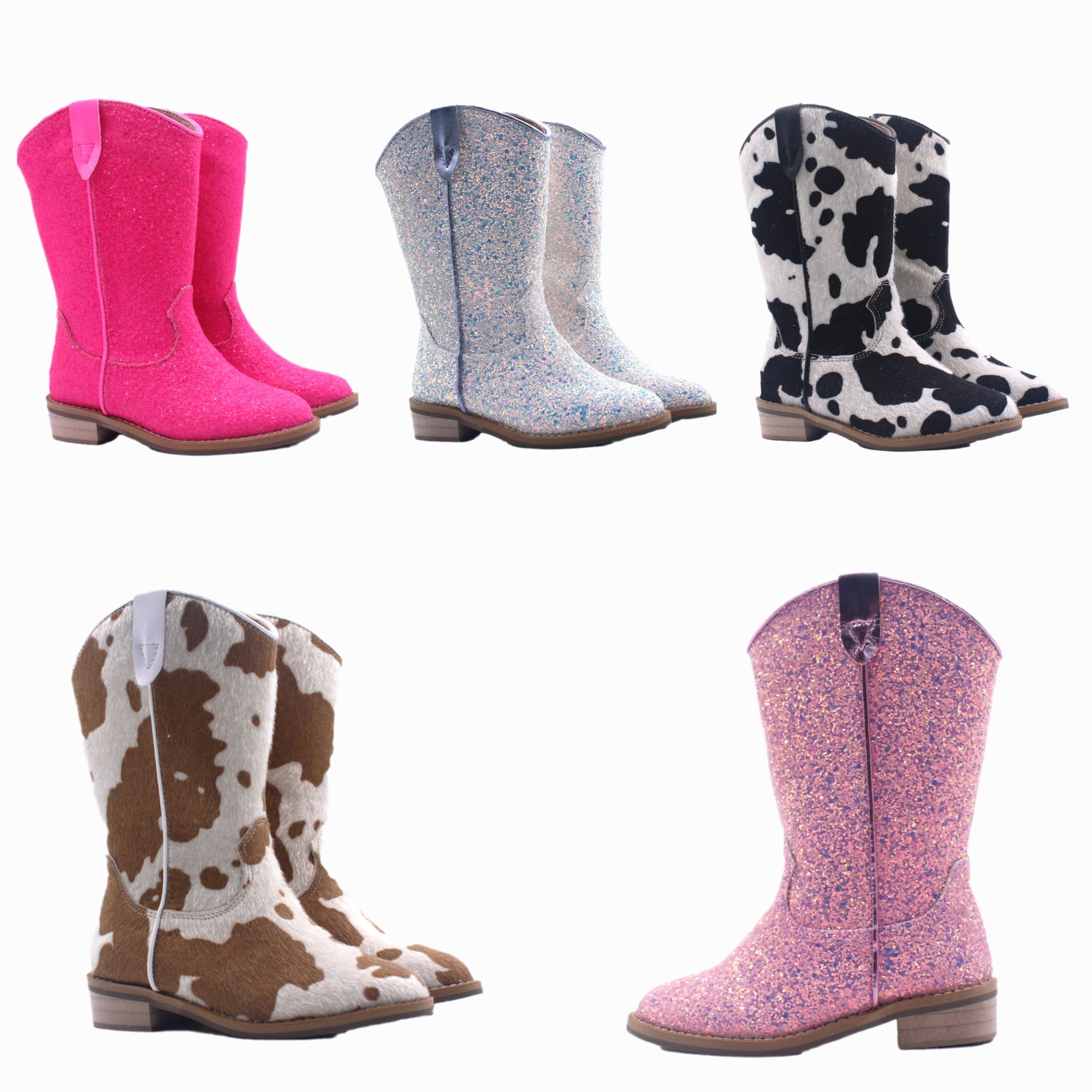 Reba Girls Glitter Cowboy Boots elsa white/blue big kid 1 Youth ...