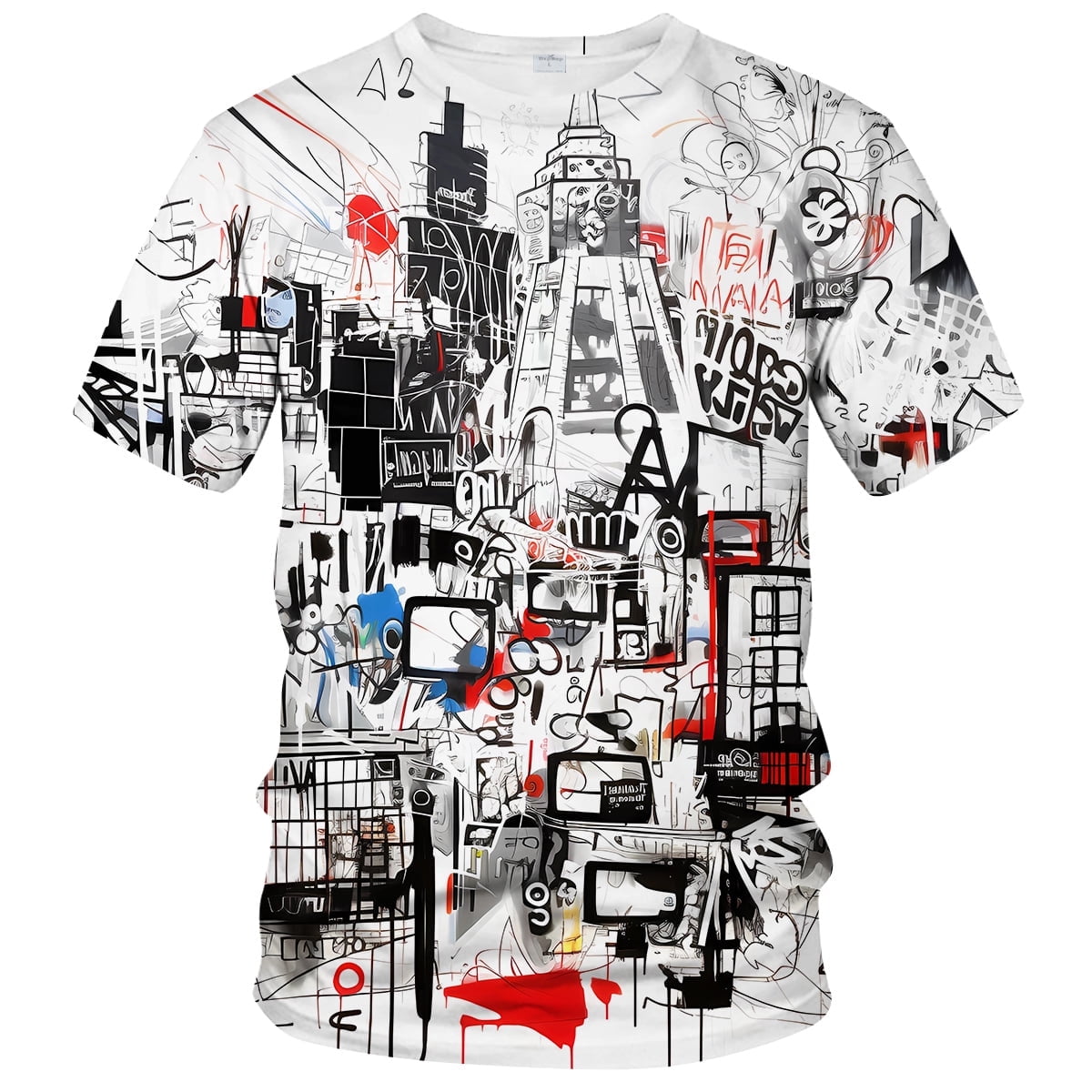 Rebaike Men's All-Over Print Graphic T-Shirt Abstract Street Art Design ...