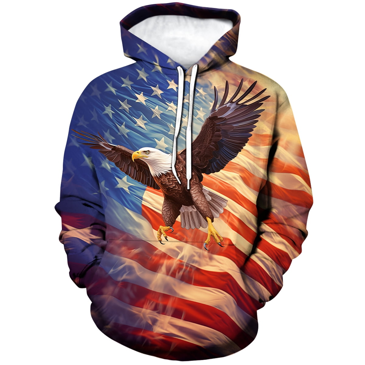 Rebaike Men's American Flag Bald Eagle Hoodie 3D Patriotic Pullover ...