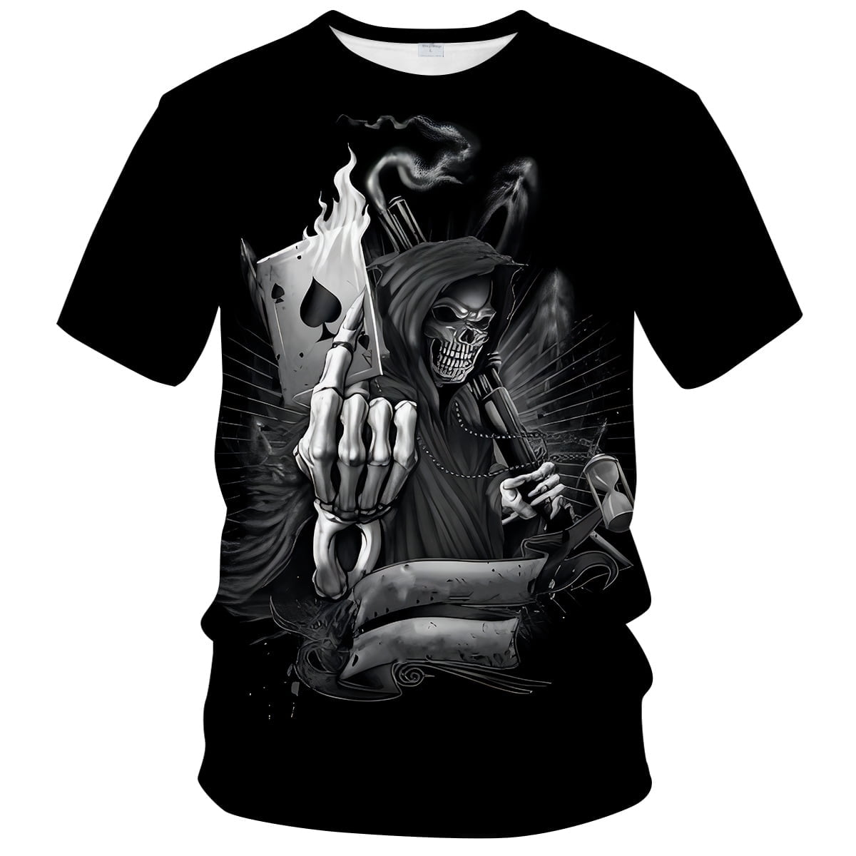 Rebaike Men's Skull and Poker Graphic T-Shirt All Over Print Skeleton ...