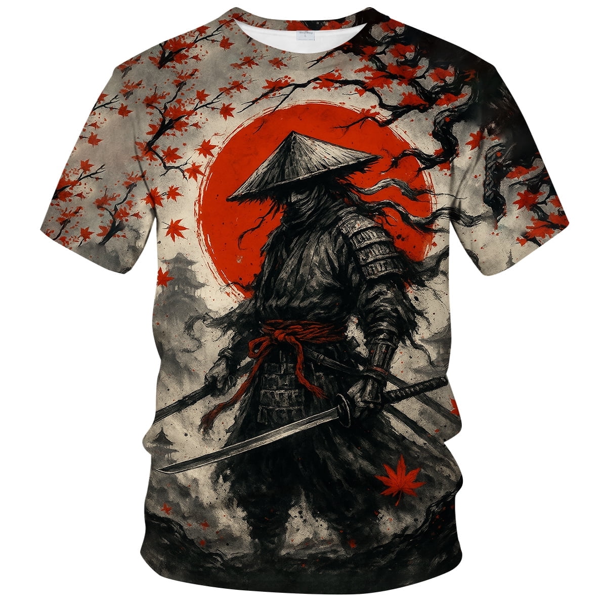 Rebaike Samurai Anime Manga Art T-Shirt – Japanese Warrior Ink Style ...