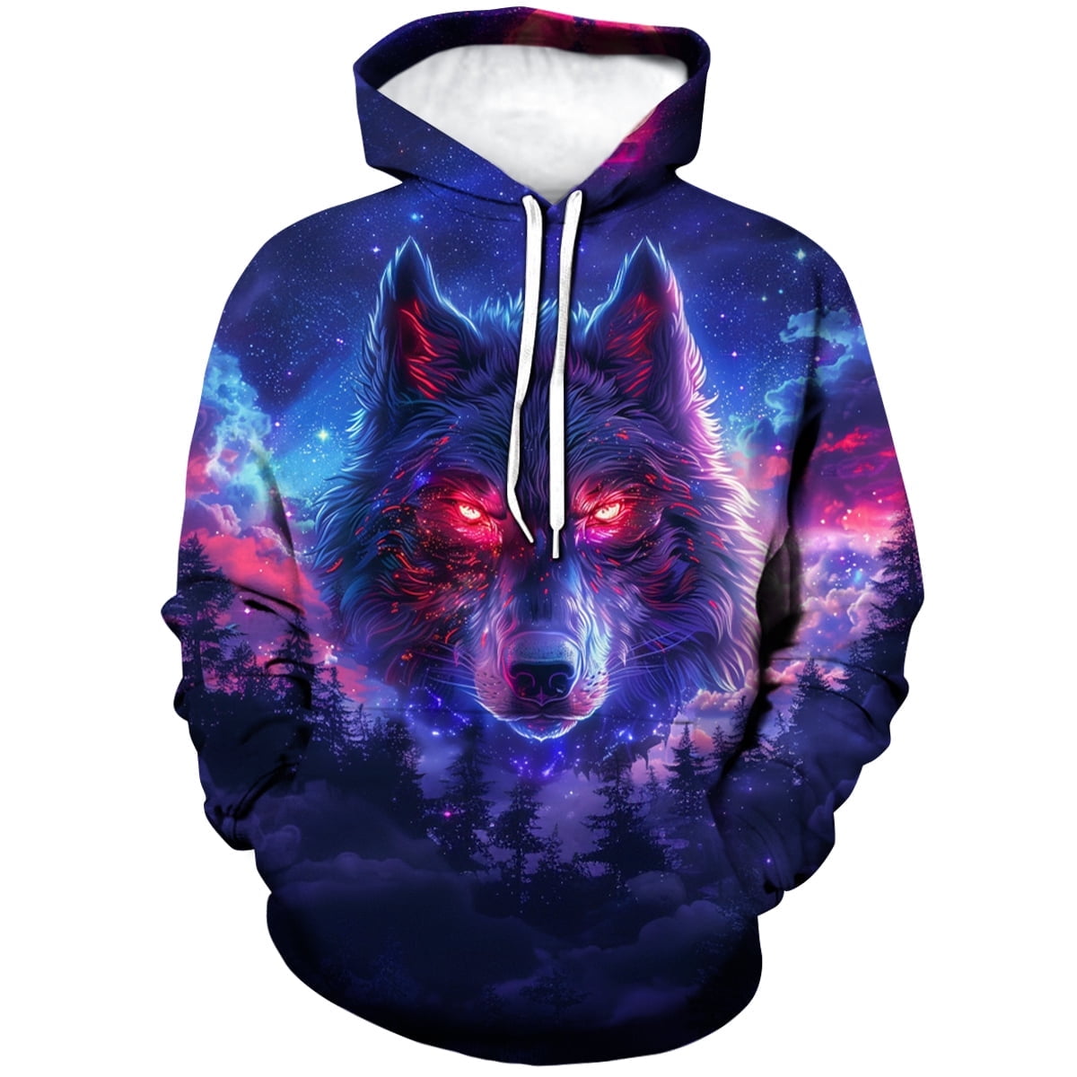 Rebaike Wolf Hoodie for Men Dark Forest Animal Graphic Sweatshirts ...