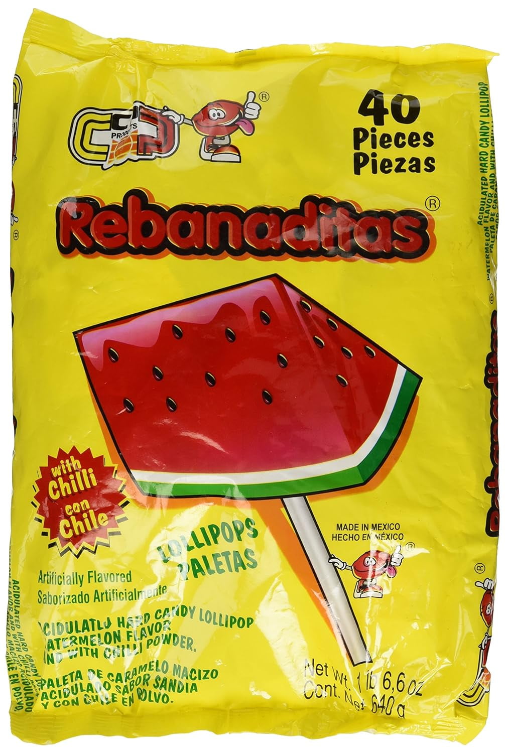 Rebanaditas Paletas Sabor Sandia Hard Candy Chili Covered Lollipops 40 ...