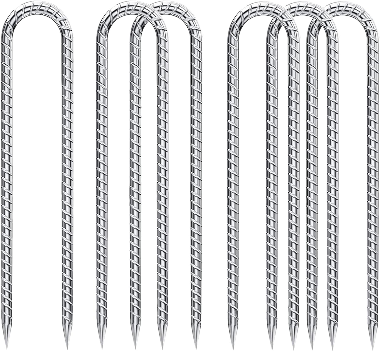 Rebar-Stakes-12-Inch-Galvanized, U Hook Trampoline Stakes 6 Pack Ground ...