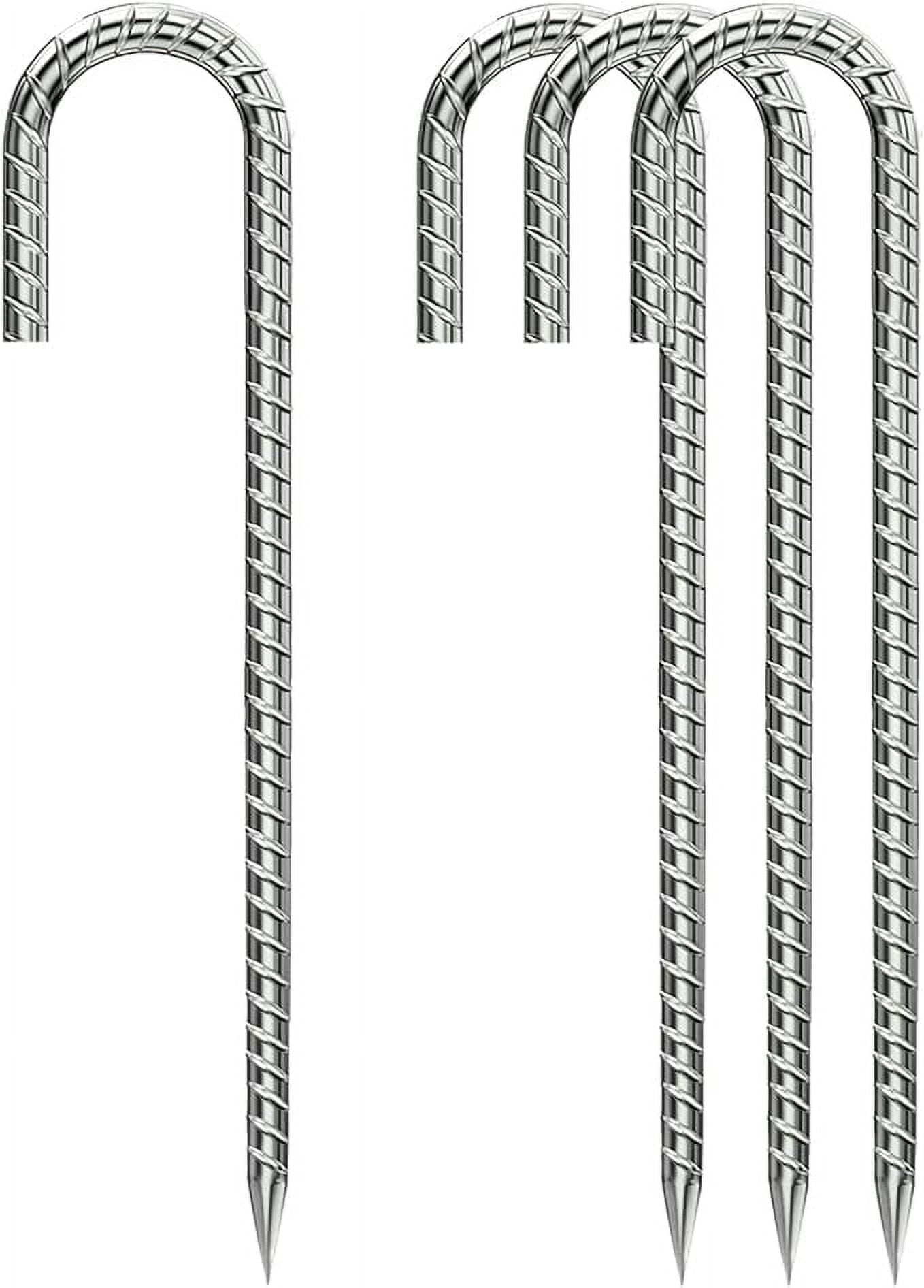 Rebar-Stakes-12-Inch, Ground Stakes Heavy Duty J-Hook Galvanized Anti ...