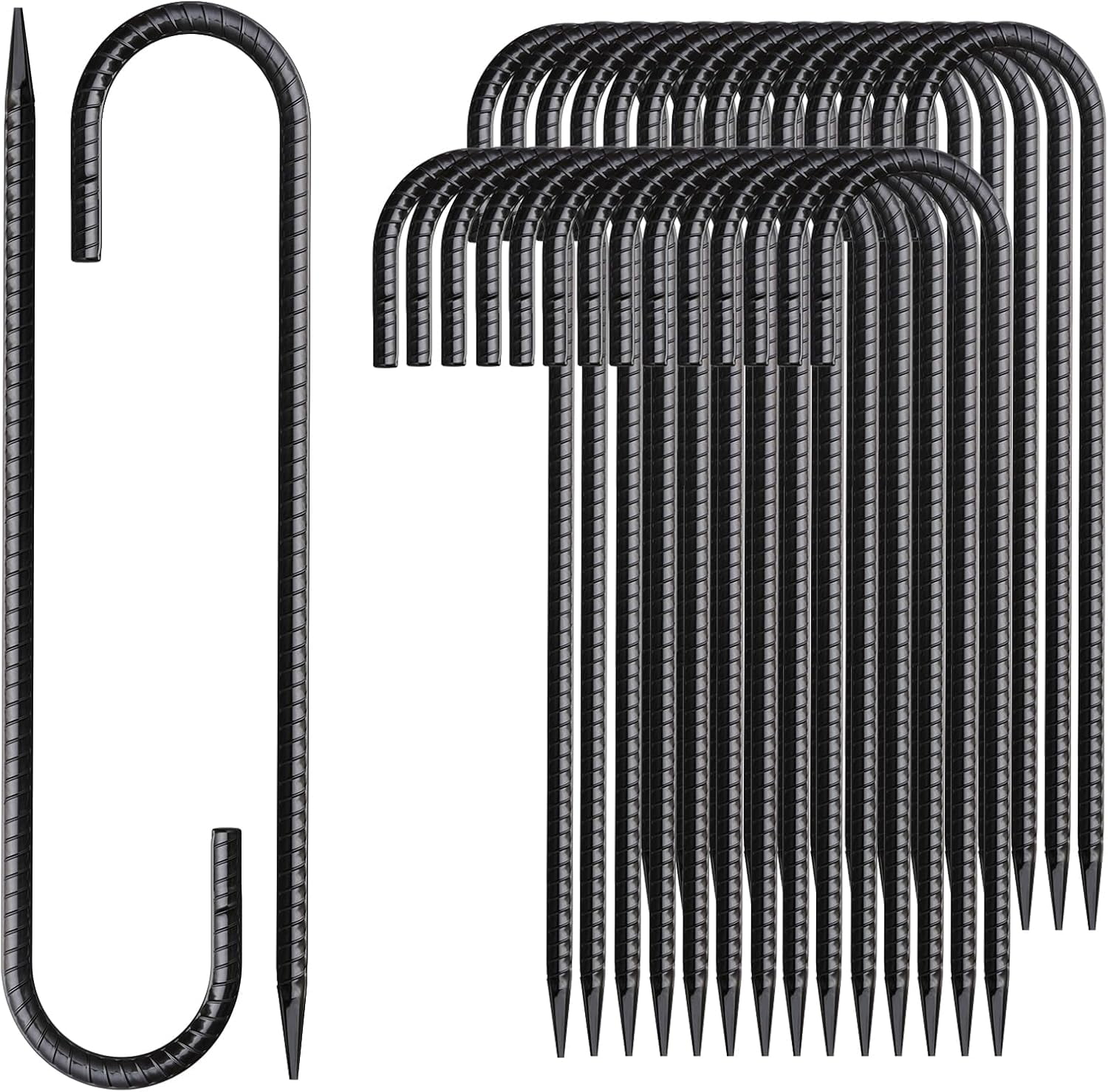 Rebar Stakes 12 Inch J Hook Ground Stakes Heavy Duty 30 Pack Chain Link ...